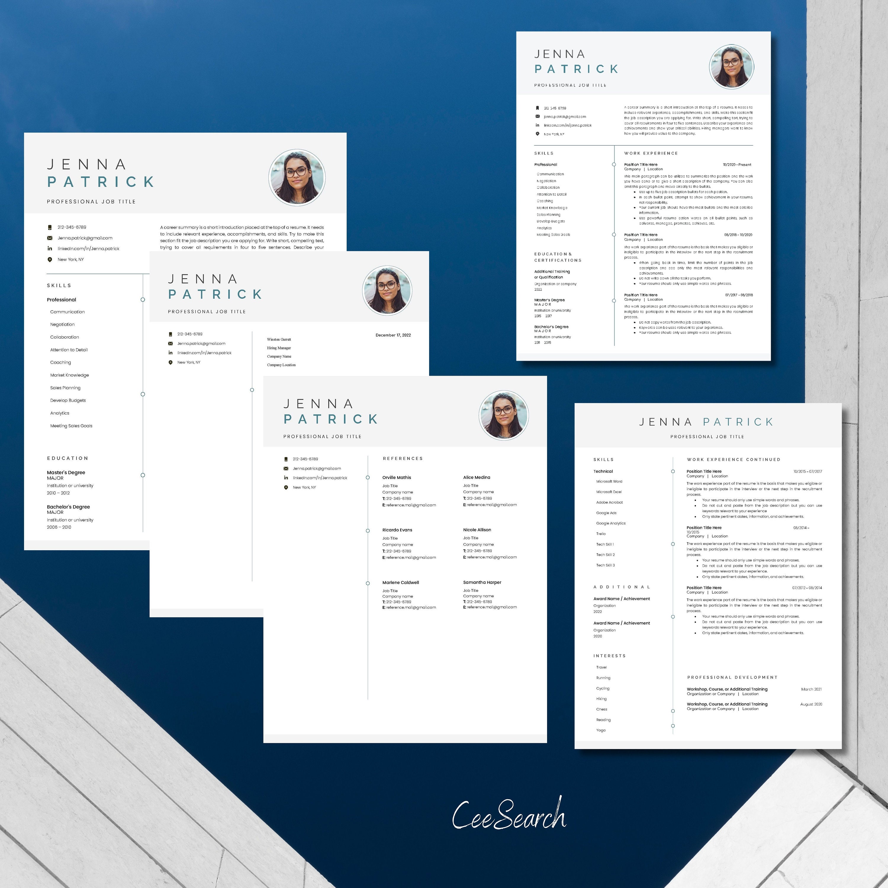 Modern Resume Template With Picture for Word/google Docs, 1-2 Pages ...