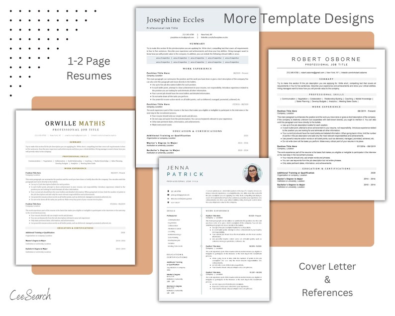 Modern ATS Resume Template for Google Docs, Word, 1-2 Page Resume ...