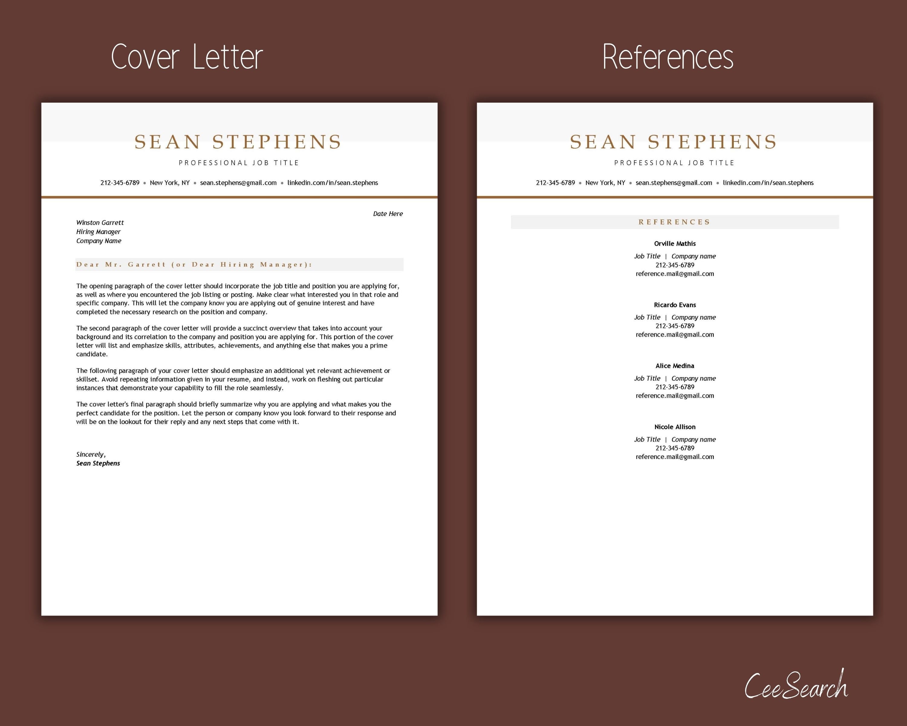 ATS Friendly Resume Template for Microsoft Word and Google Docs | Cover ...
