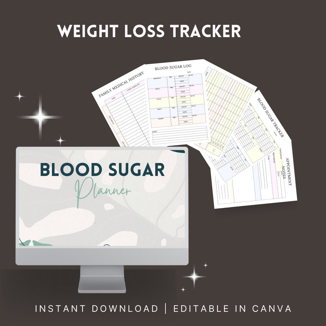 Blood Sugar Tracker Printable PDF, Diabetes Log Book, Glucose ...
