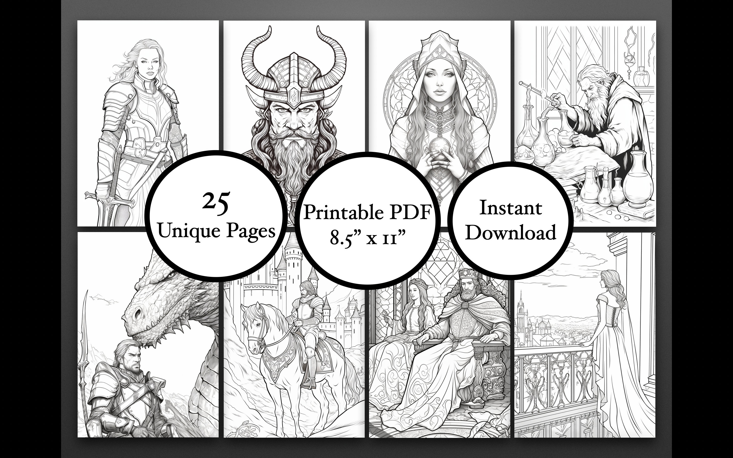 Medieval Times Coloring Pages | 8.5" X 11" Printable PDF | Coloring ...