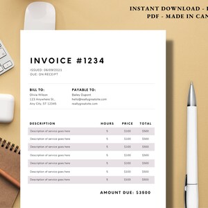 Modern Minimal Simple Invoice.pdf, Invoice Template Editable, Printable Invoice, Custom Invoice ...