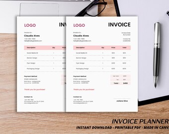 Sky Blue and White Minimalist Invoice .pdf, Invoice Template Editable ...