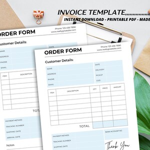 Sky Blue and White Minimalist Invoice .pdf, Invoice Template Editable ...