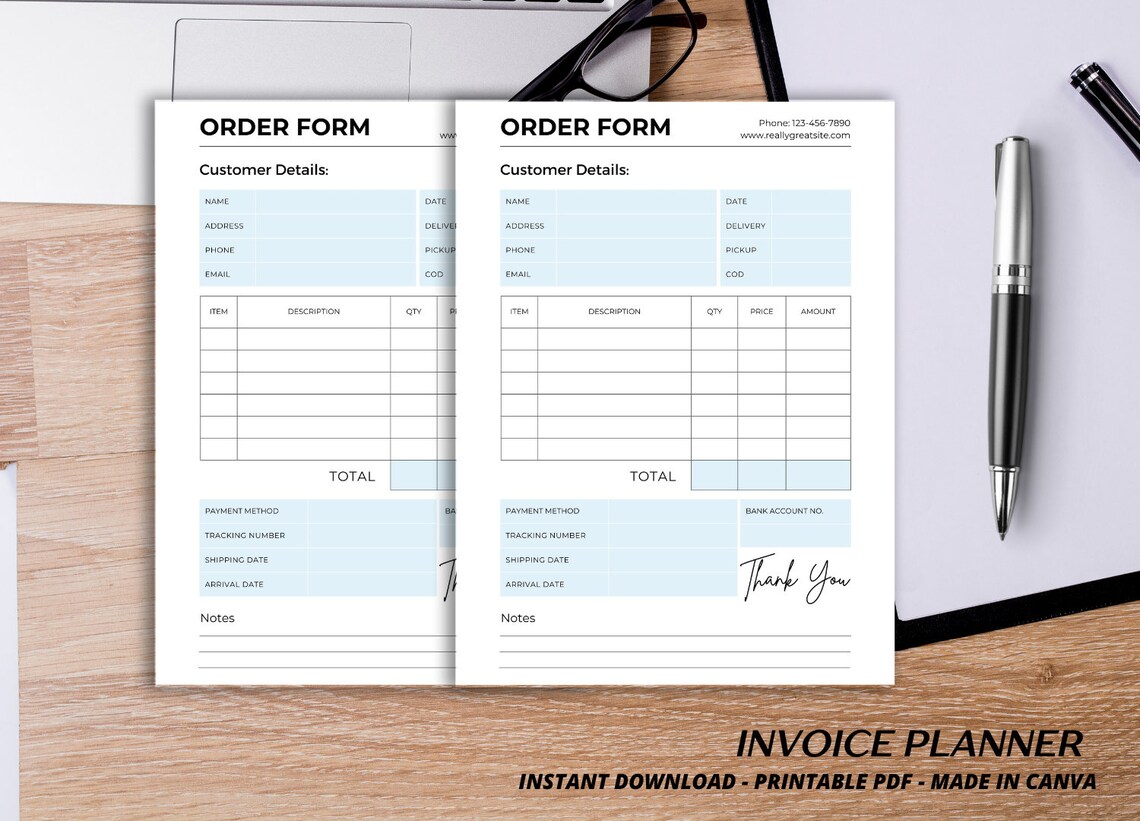 Sky Blue and White Minimalist Invoice .pdf, Invoice Template Editable ...