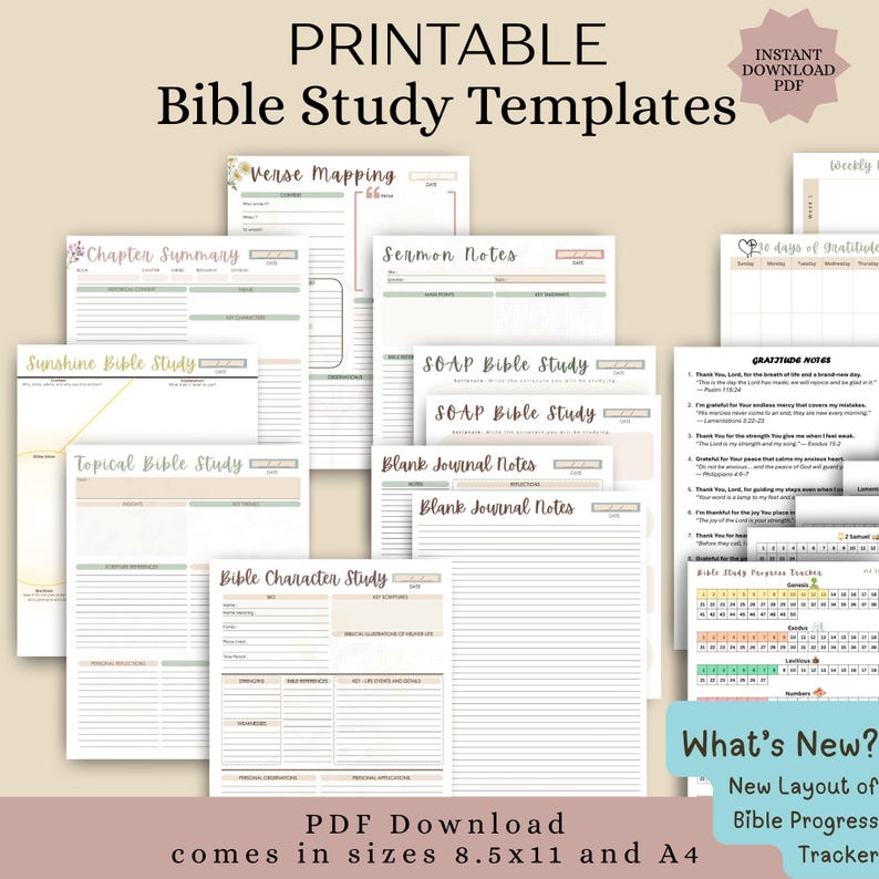 Printable Bible Study Journal | Scripture Study Templates (PDF) - Etsy