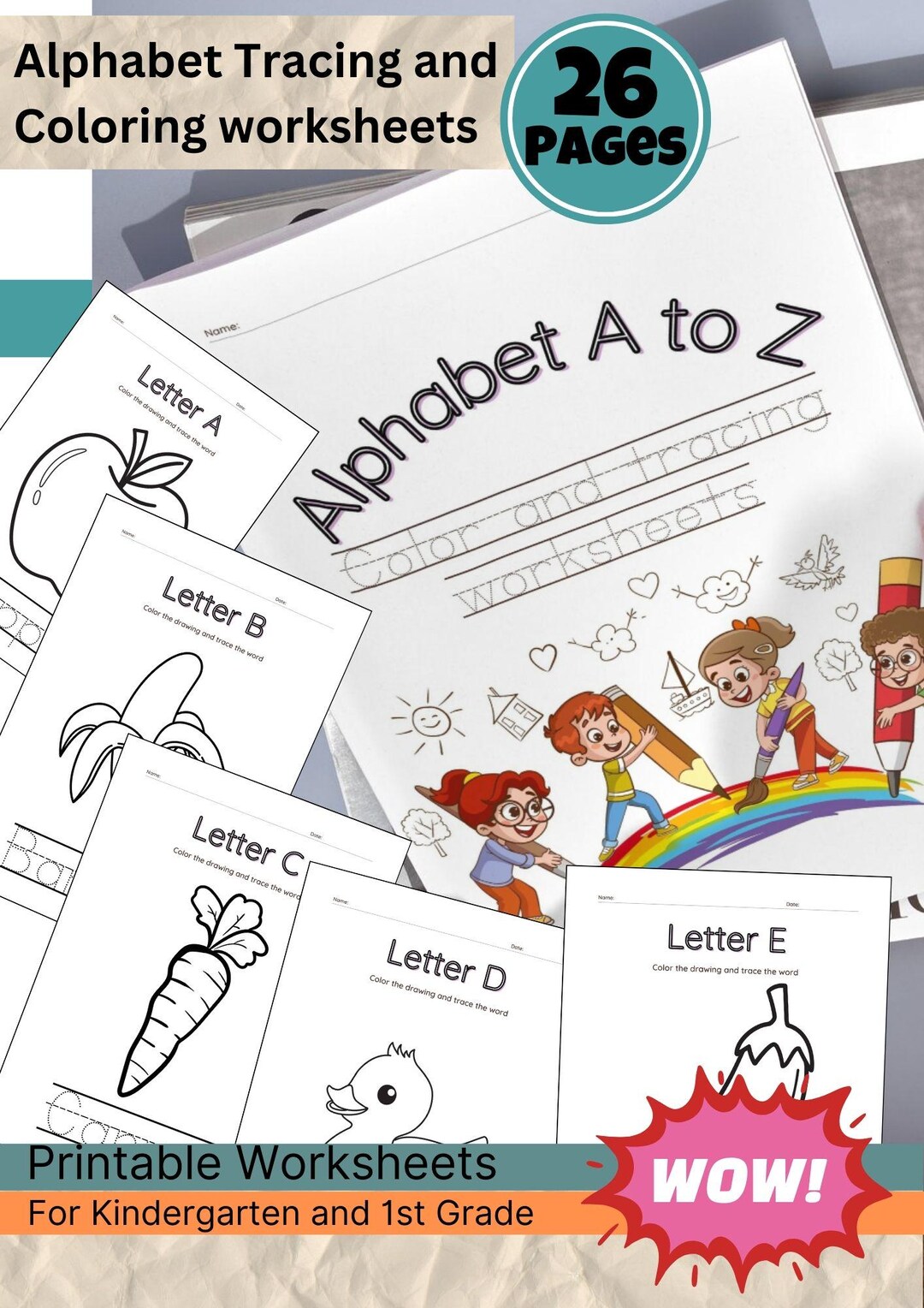 Alphabet Coloring & Tracing Worksheets | Preschool Printable PDF | ABC ...