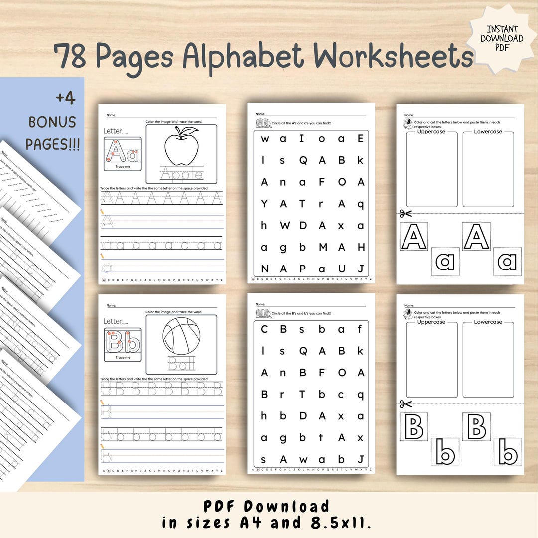 Alphabet Tracing Workbook | Letter Search, Coloring (digital Download ...