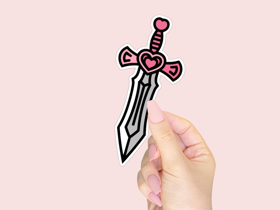 Cute Pink Sword Vinyl Sticker for Water Bottles, Laptops, and Kindle ...