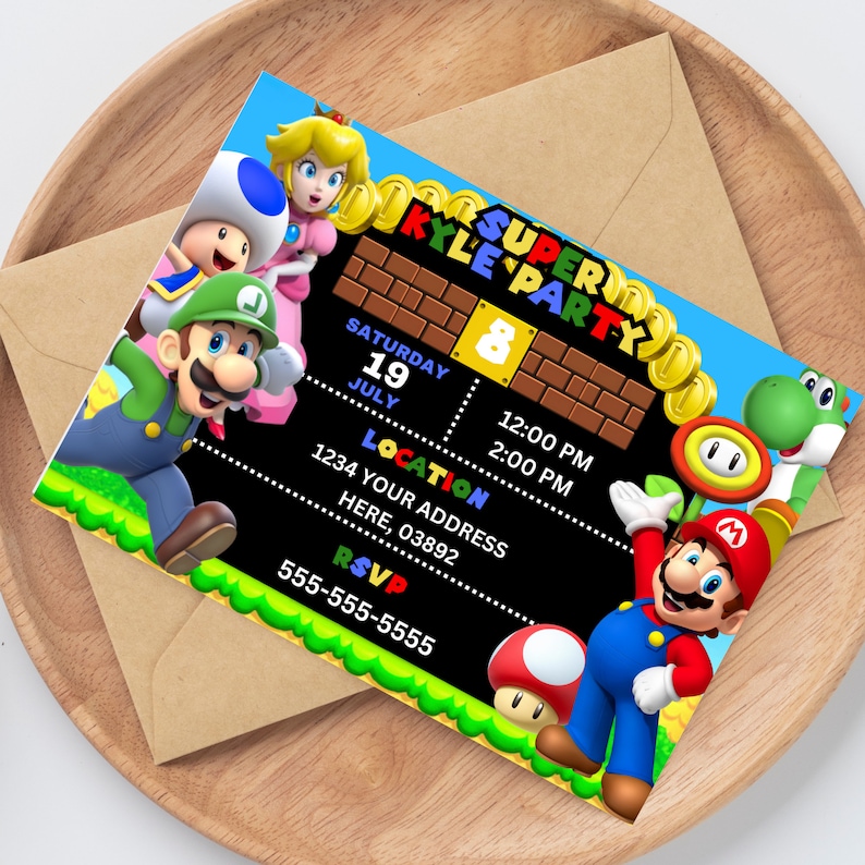 Birthday Party Invitation| Super Mario Birthday Party| Editable ...