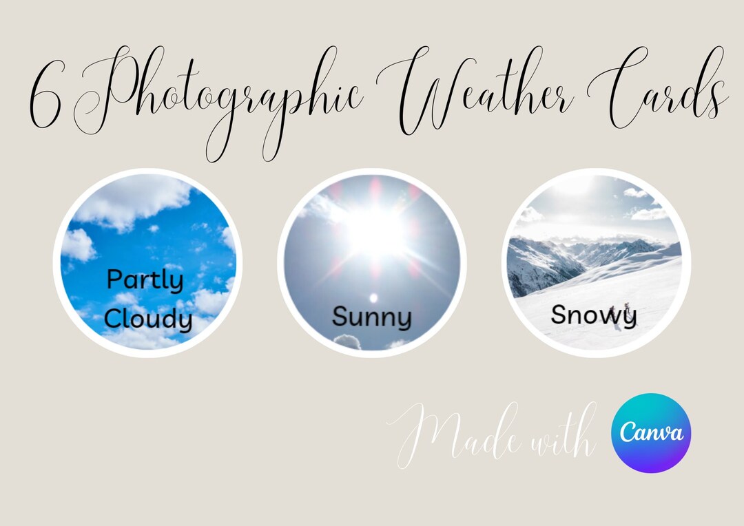 6 Photographic Weather Cards for Classroom - Etsy