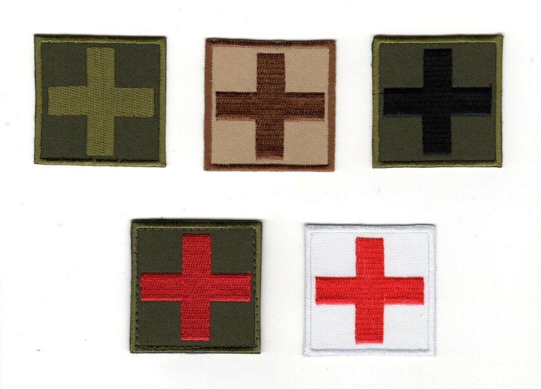 Multi Color Medical Cross Embroidered Sew-on Patch | Green Brown Black ...