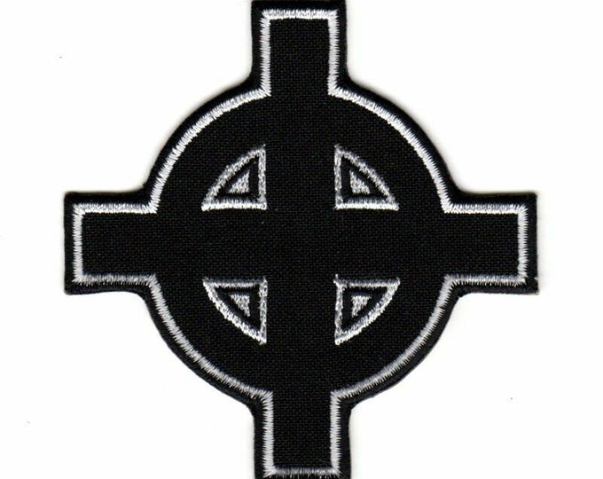 Irish Celtic Wheel Cross Embroidered Sew-on Patch | Christian Ringed ...