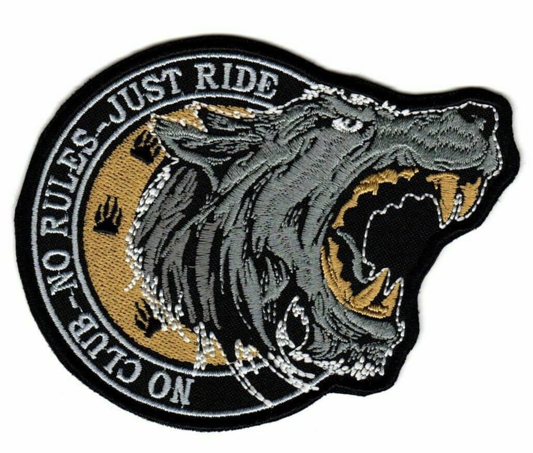 No Club No Rules Just Ride Embroidered Sew-on Patch | Scary Lone Wolf ...