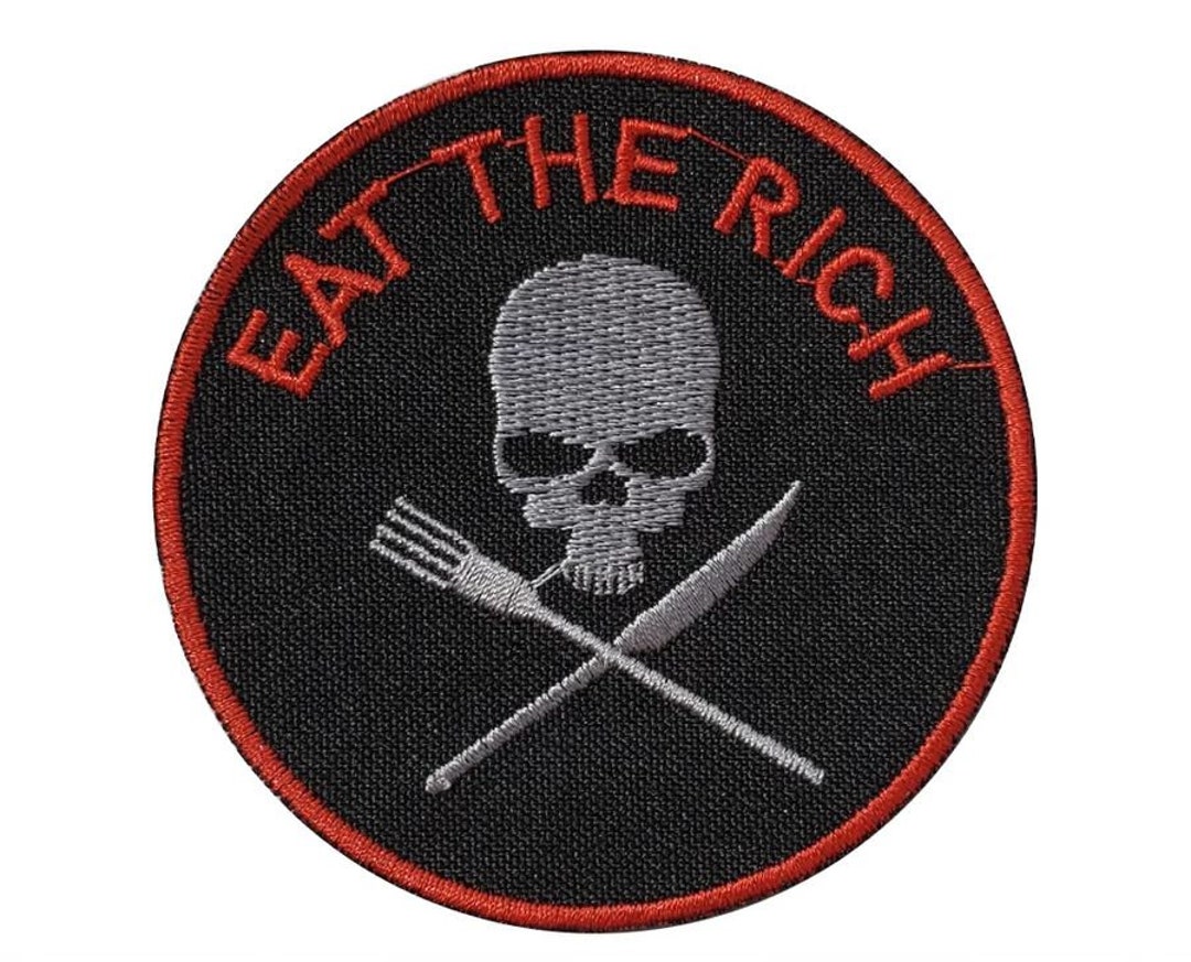 Eat the Rich Slogan Sew-on Embroidered Sew-on Patch | Skull Motorhead ...