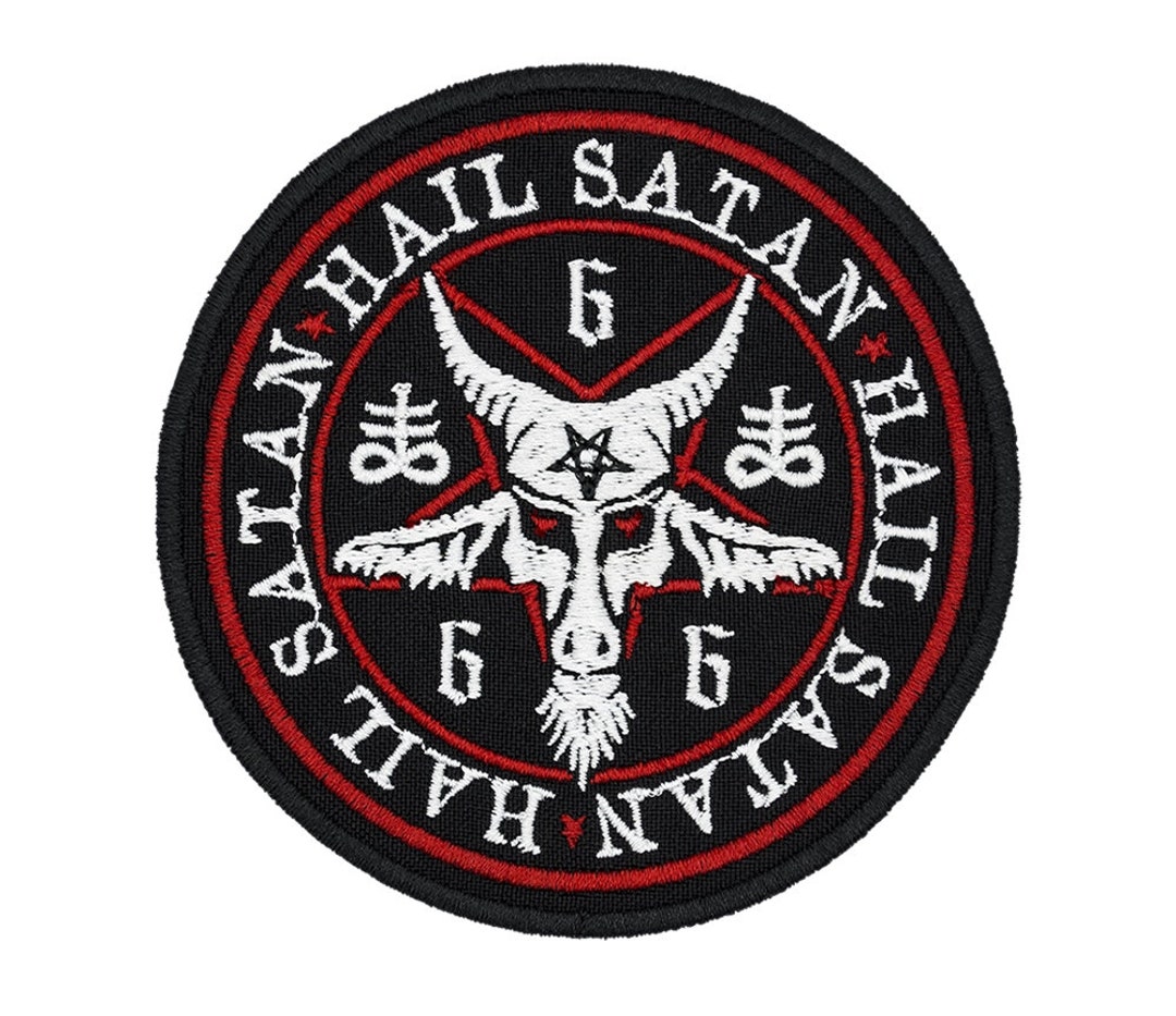 Hail Satan Baphomet 666 Leviathan Cross Embroidered Sew-on Patch | Sabbatical Goat Pentagram ...