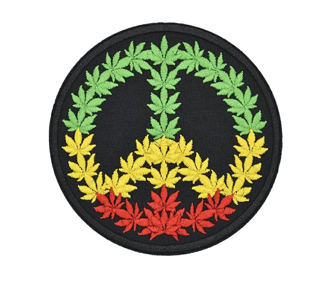 Peace Sign Rastafarian Marijuana Embroidered Sew-on Patch Reggae ...