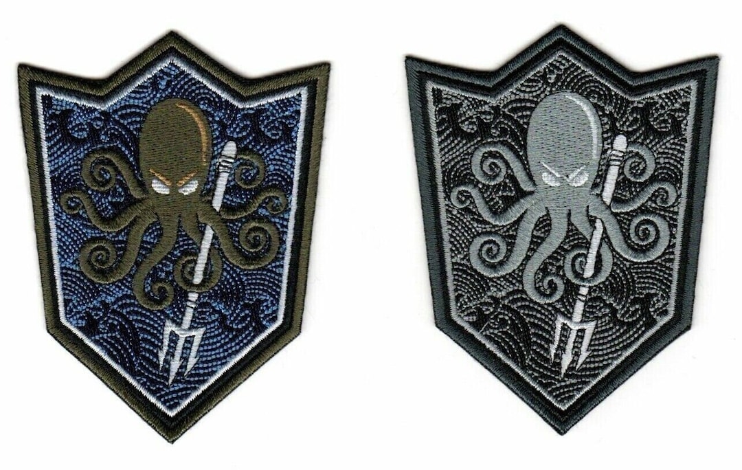 Octopus Trident Sew-on and Hook & Loop Patch | Military Biker Gang Sea ...