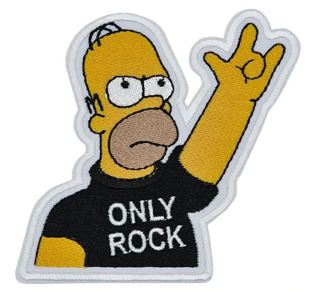Homer Simpson Only Rock Embroidered Sew-on Patch | Simpsons Rockstar ...