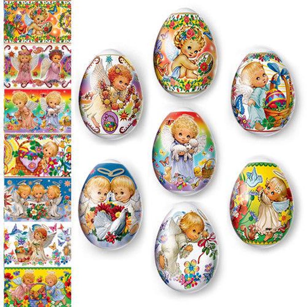 Set of 10 Little Angels Religious Decorative Easter Egg Wraps | Pysanka ...