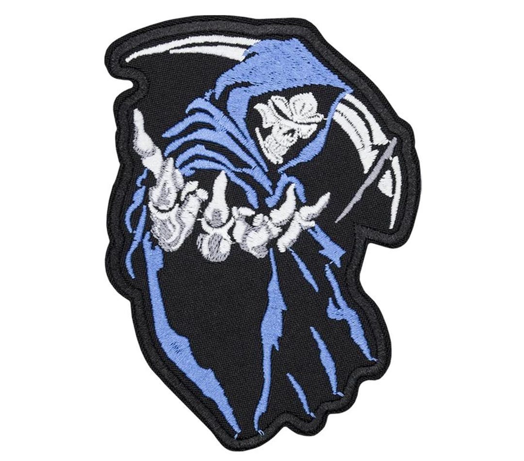 Grim Reaper Embroidered Sew-on Patch | Skull Skeleton Scythe Biker Gang ...