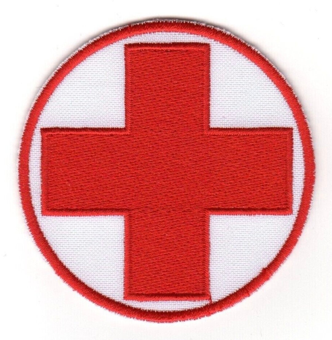 Red Medical Cross Circular Embroidered Sew-on Patch | Paramedic First ...