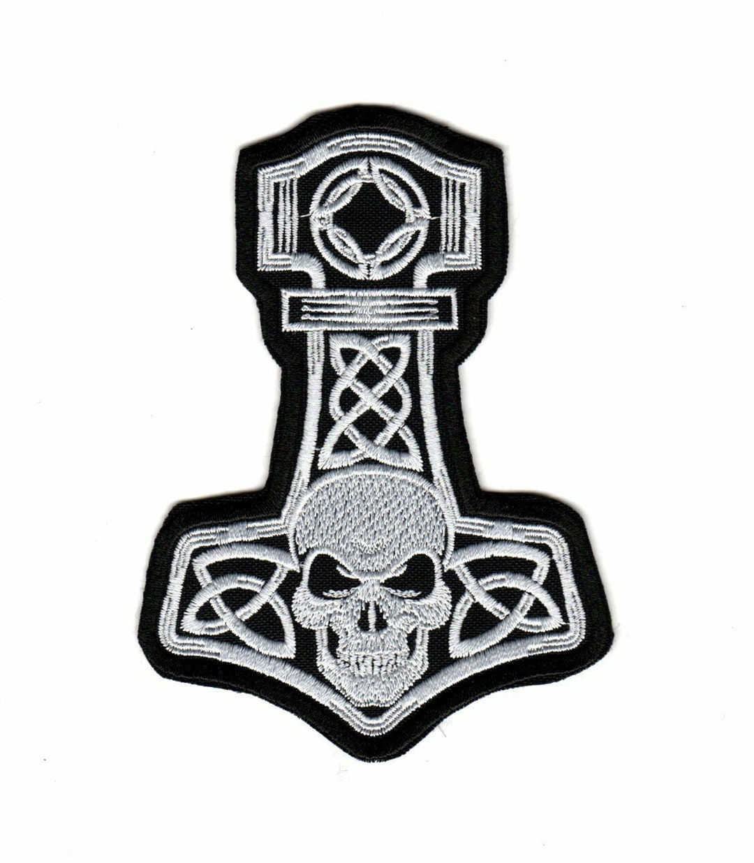 Thor's Hammer Mjölnir Skull Embroidered Sew-on Patch | Thunder God ...