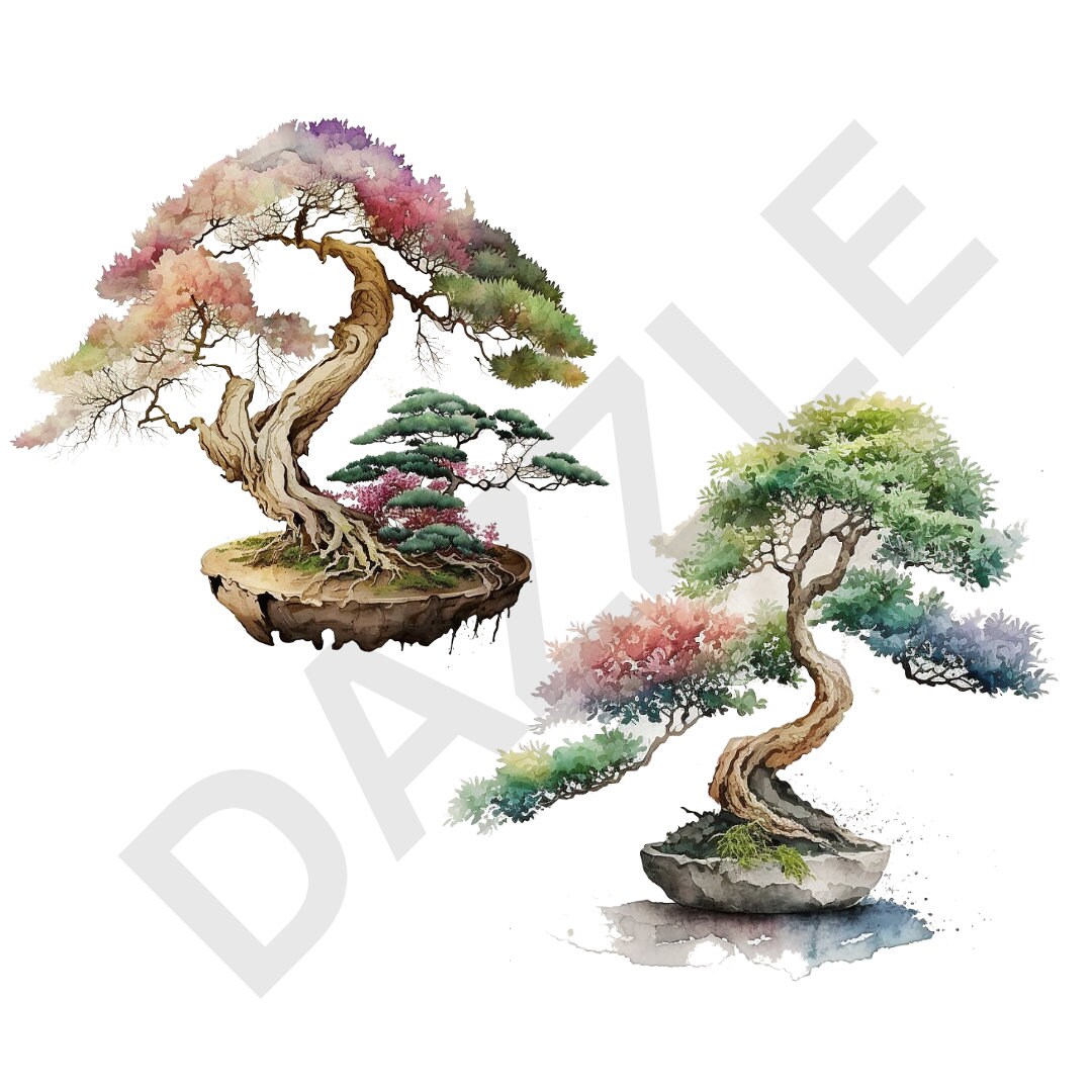 Watercolor Bonsai Tree Clipart - Bonsai Tree Clipart - Premade Event ...