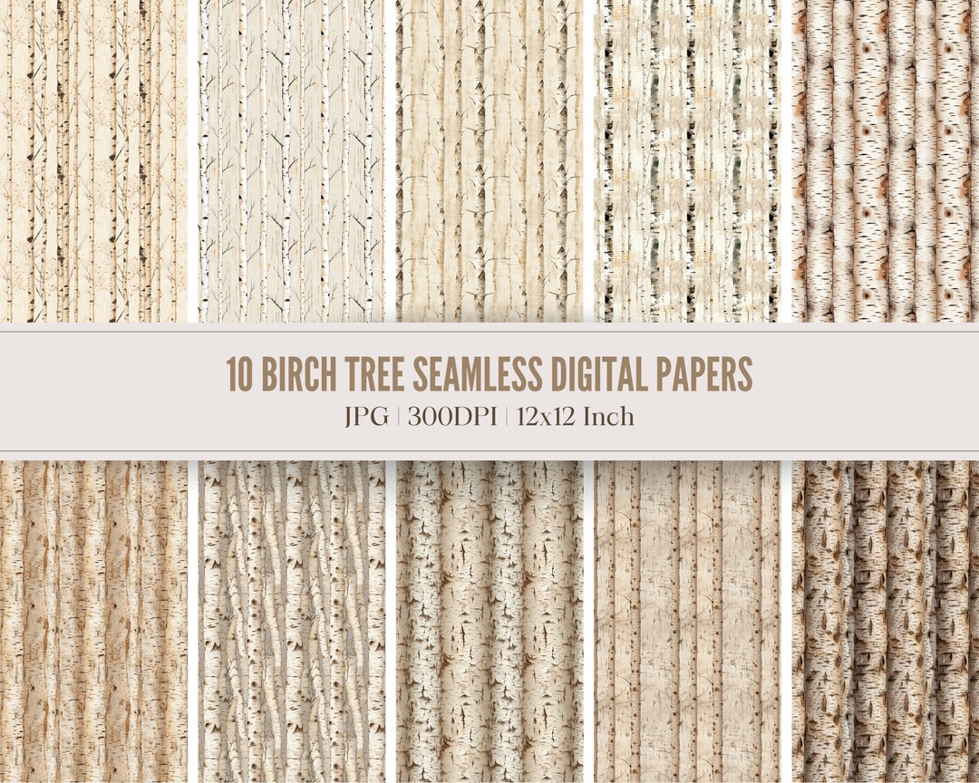 10 Birch Tree Boho Seamless Digital Papers, Boho Tree Paper, Boho ...