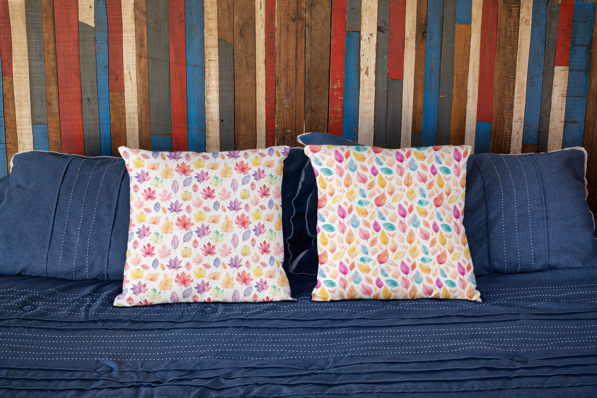 Watercolor Boho Fall Leaves Pattern, Seamless Digital Papers, Scrapbook ...