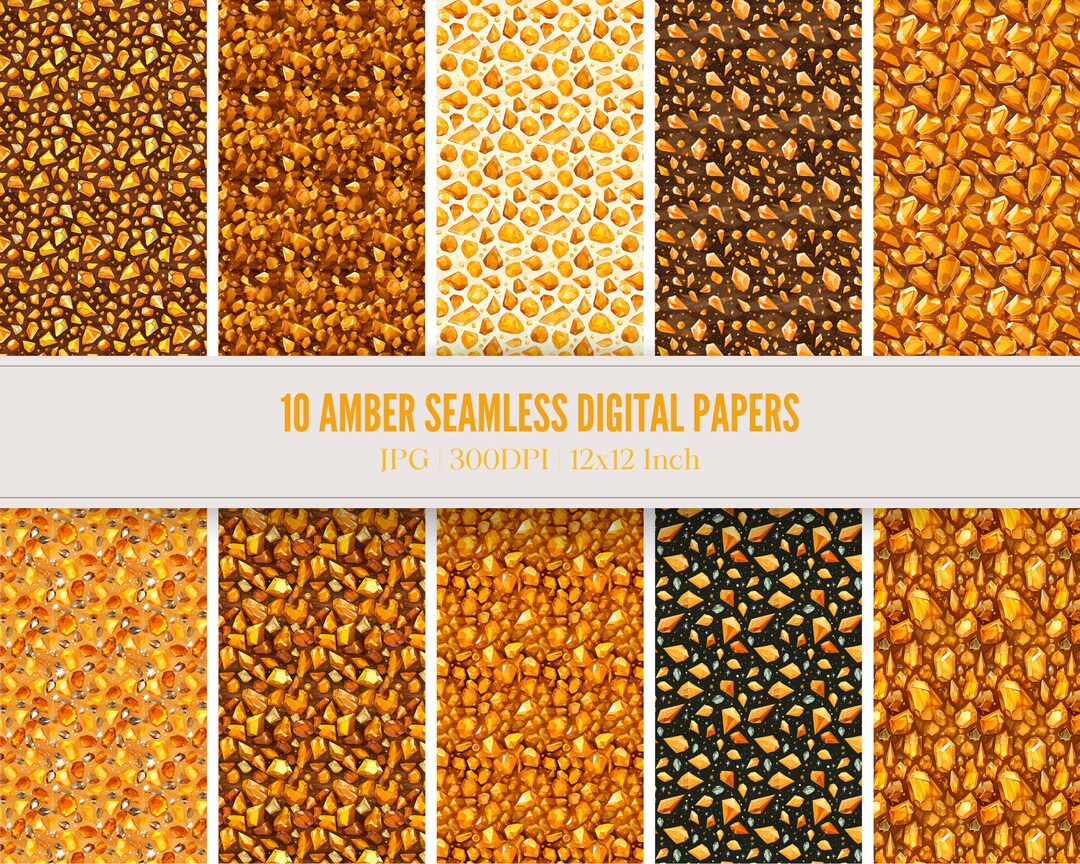 10 Amber Seamless Digital Papers, Digital Paper, Crystal Patterns ...