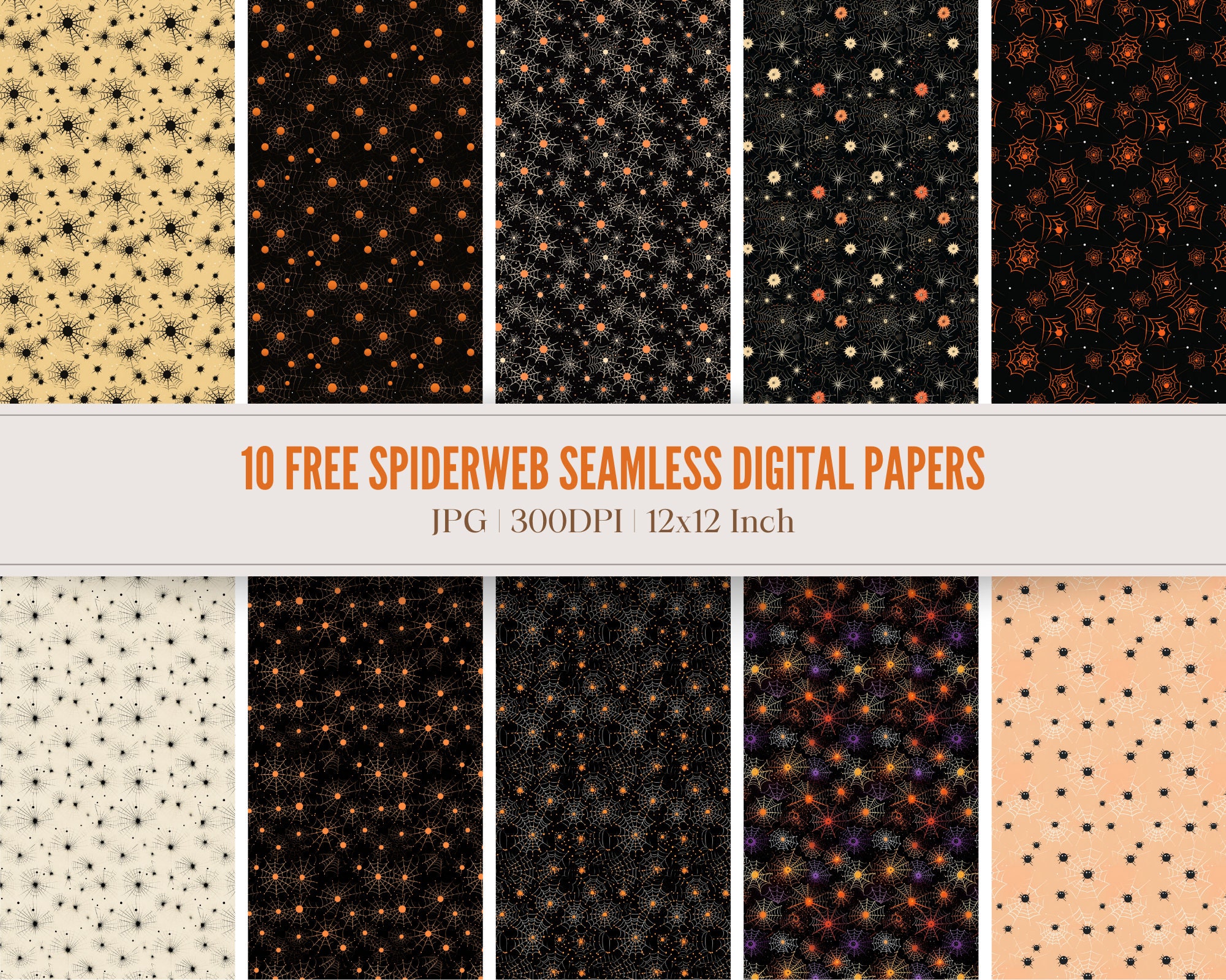 10 Free Halloween Spider Web Digital Papers - Etsy
