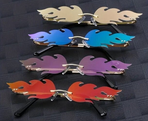 Fiery Flame-shaped Sunglasses: Bold Eyewear for Parties, Festivals, and ...