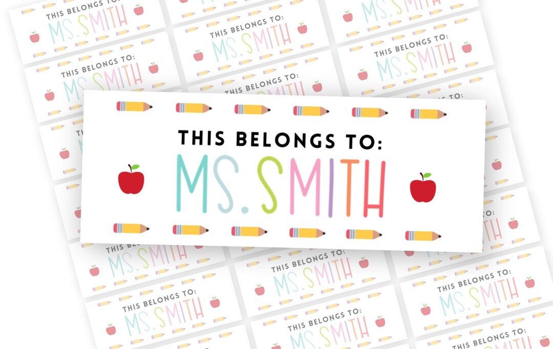 Personalized Teacher Name Stickers: Book Labels - Etsy