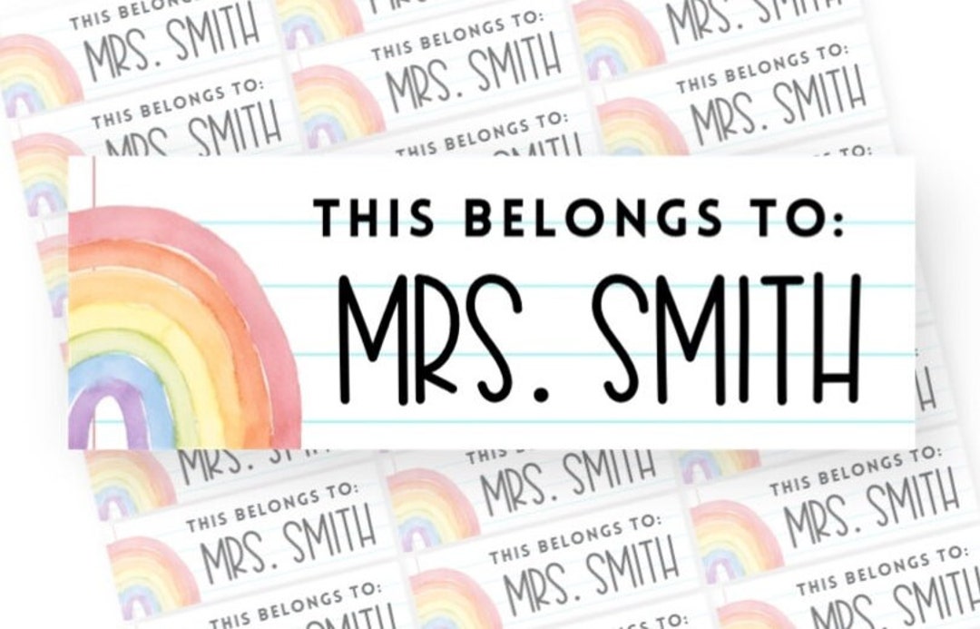 Personalized Teacher Name Stickers: Rainbow Book Labels - Etsy
