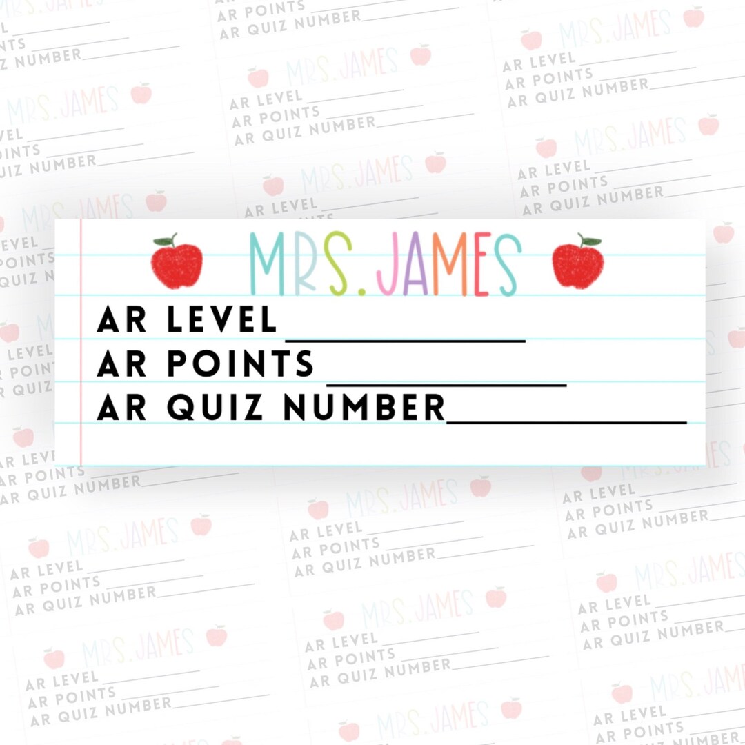 AR Book Labels Teacher Name Labels Personalized Teacher Stickers AR ...