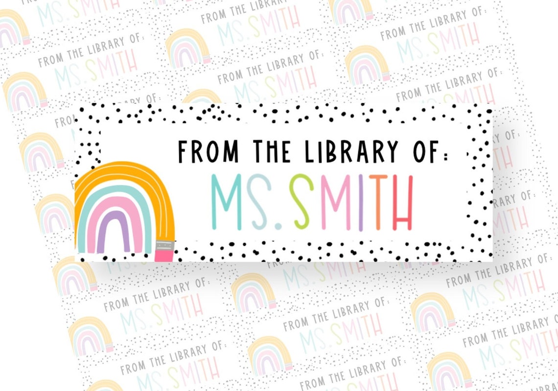 Personalized Teacher Book Labels: Rainbow Library Stickers - Etsy