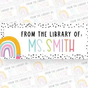 Personalized Teacher Book Labels: Rainbow Library Stickers - Etsy