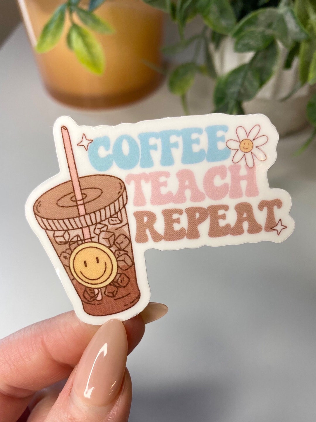 Coffee Teacher Sticker, Iced Coffee Teacher Sticker, Teacher Waterproof ...