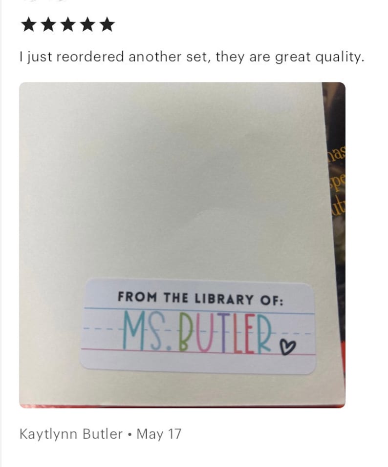 Personalized Teacher Name Labels: Book Stickers - Etsy