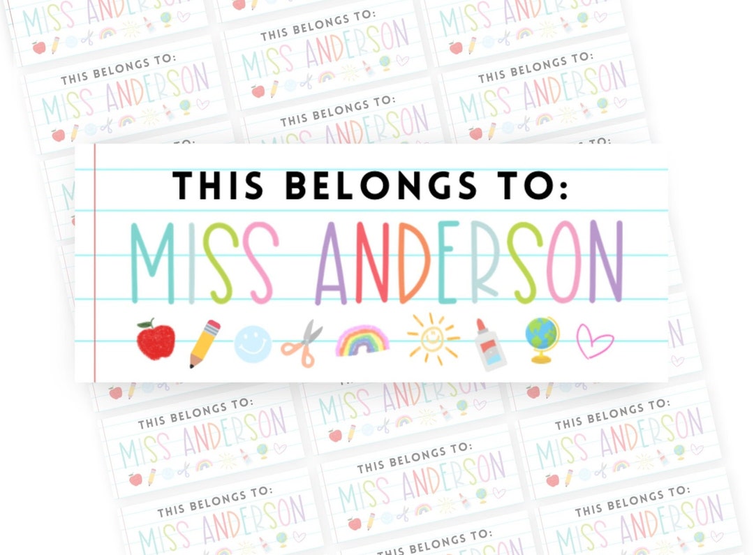 Teacher Book Labels Teacher Name Labels Personalized Teacher Stickers ...