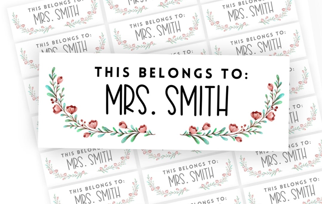 Personalized Teacher Name Stickers: Floral Book Labels - Etsy