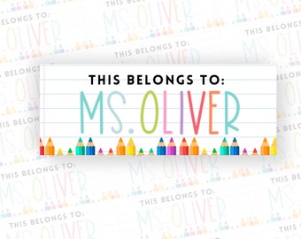 Teacher Book Labels Teacher Name Labels Personalized Teacher Stickers ...