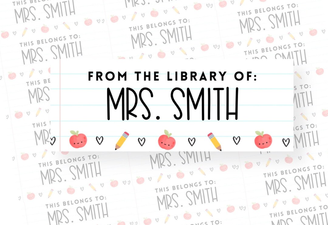 Teacher Book Labels Teacher Name Labels Personalized Teacher Stickers ...
