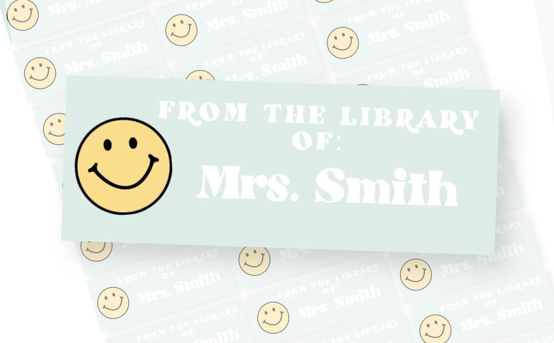 Personalized Teacher Book Labels: Smiley Face Stickers - Etsy