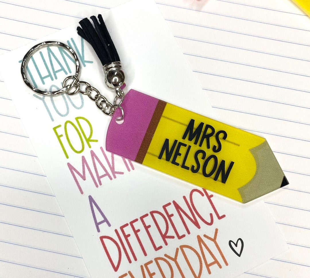 Teacher Pencil Keychain Teacher Personalized Lanyard Keychain - Etsy