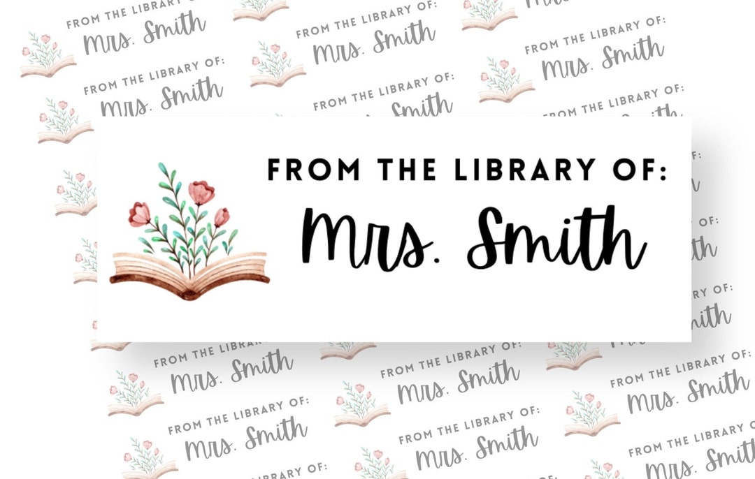 Personalized Teacher Name Stickers: Floral Book Labels - Etsy