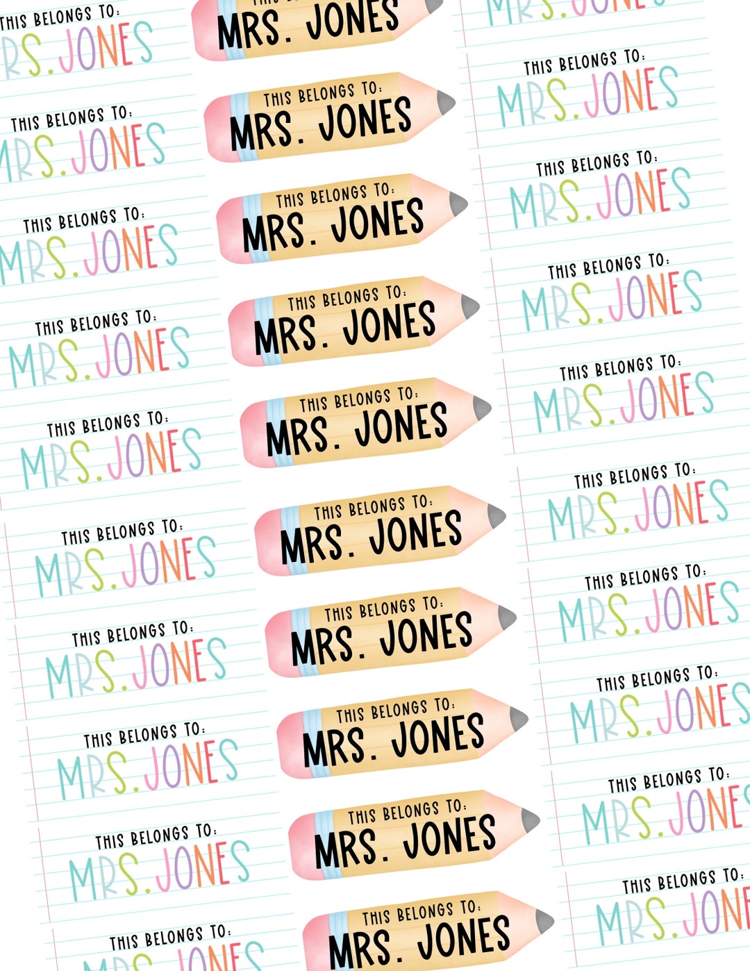 Personalized Teacher Name Stickers: Book Labels - Etsy