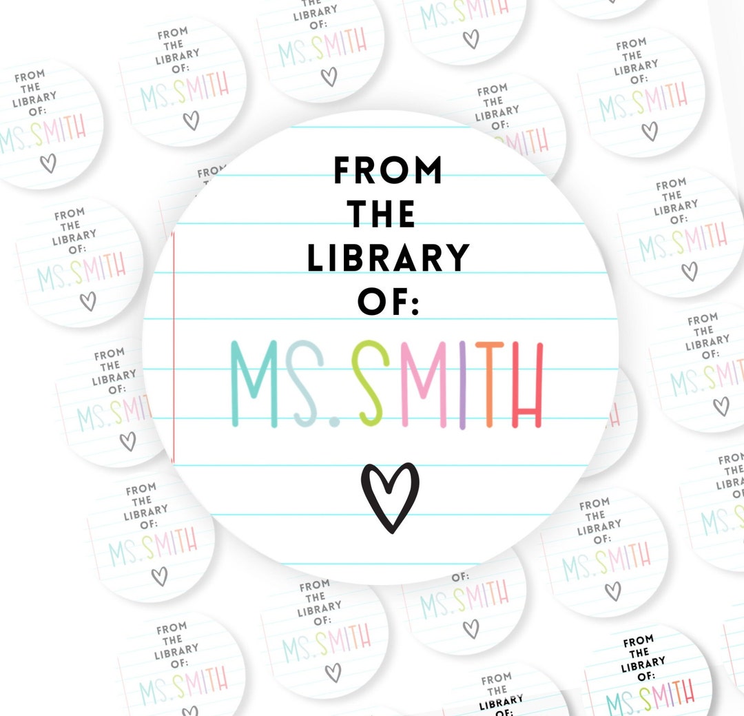 Personalized Teacher Name Stickers: Book Labels (1.5" Wide) - Etsy