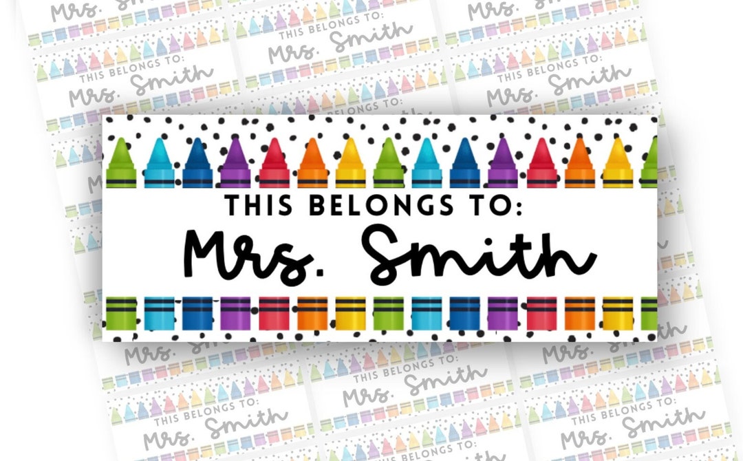 Personalized Teacher Name Stickers: Crayon Book Labels - Etsy
